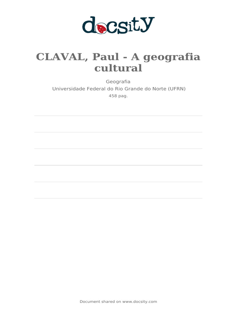 Cultural Geography by Paul Claval | PDF