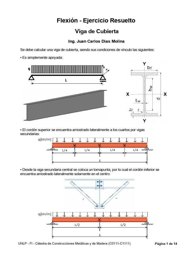 Flexion - Ejercicio Resuelto - Viga de Cubierta - V0 | PDF | Viga (Estructura) | Doblar
