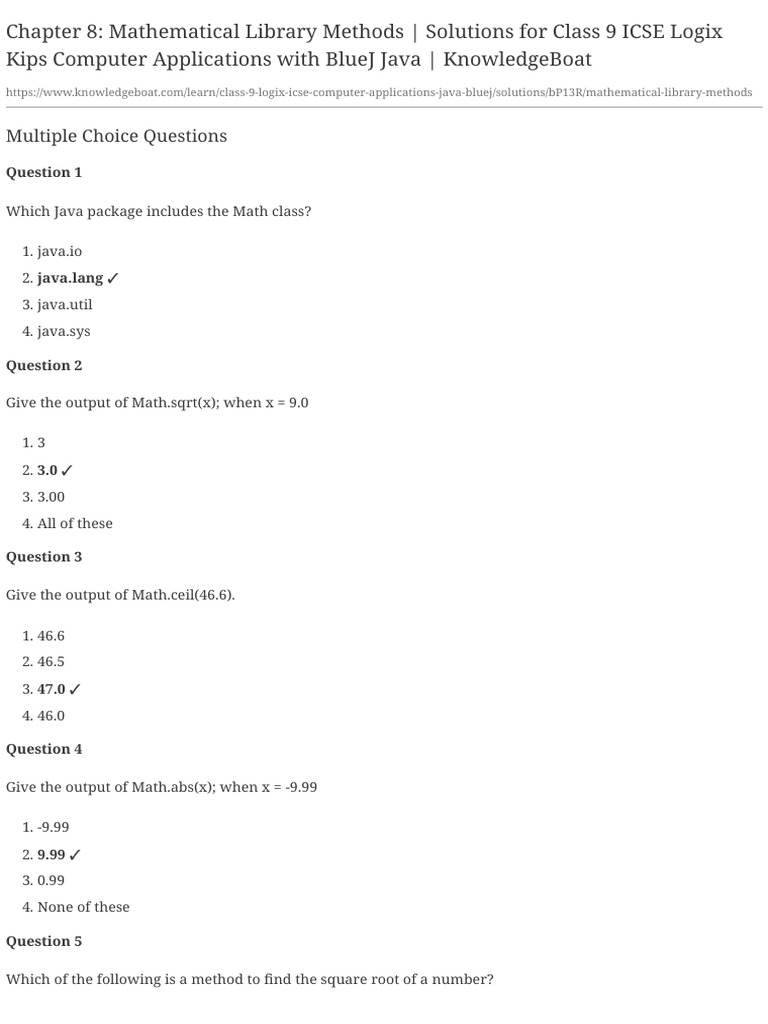 Class 9 Computer Chapter 8 Mathematical Library Methods | PDF | Square ...