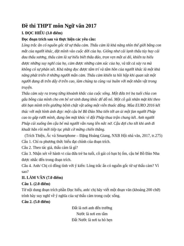 De Thi Van THPT 17 | PDF