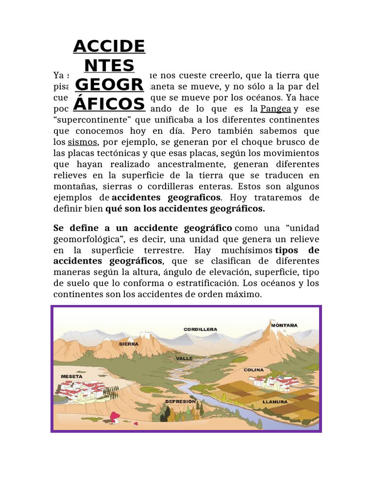 Accidentes Geográficos y Su Formación | PDF