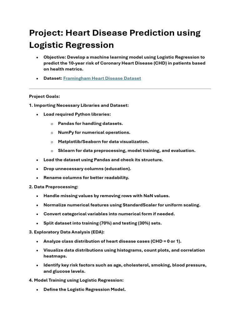 Heart Disease Prediction Using Logistic Regression | PDF