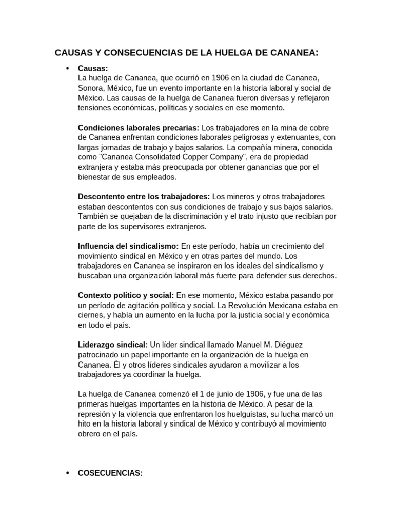 Huelga de Cananea: Causas y Consecuencias | PDF | México | Huelga