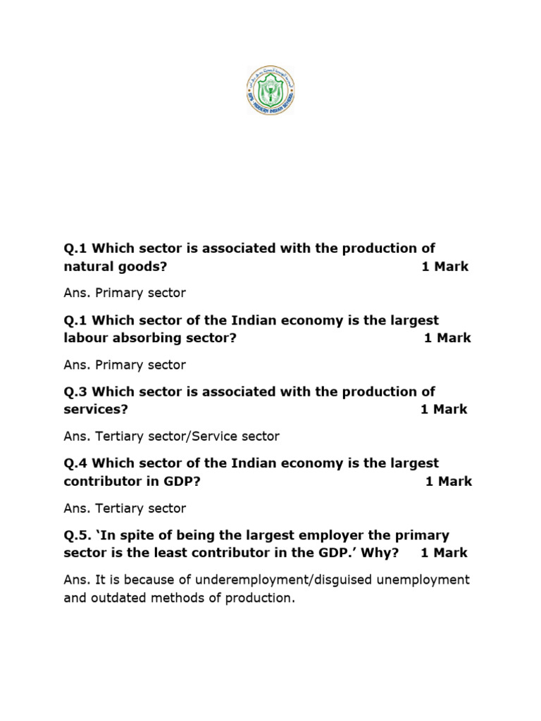 Chapter 2 Sectors of The Indian Economy 23 | PDF | Underemployment | Unemployment