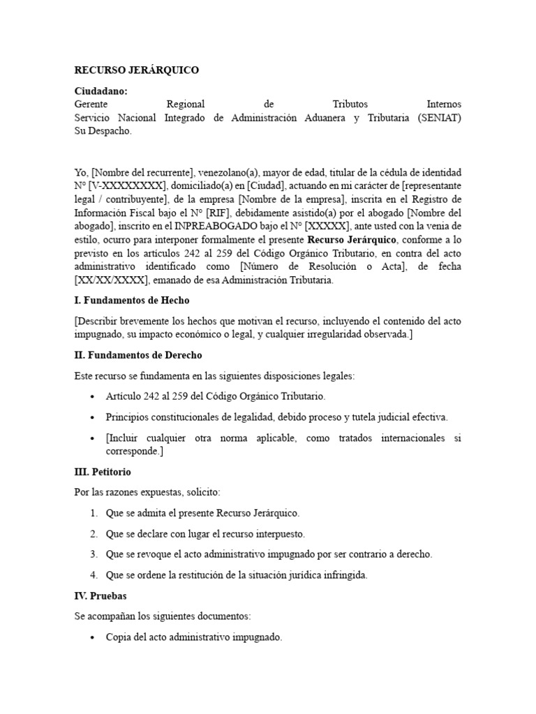 Modelo Recurso Jerarquico Tributario | PDF