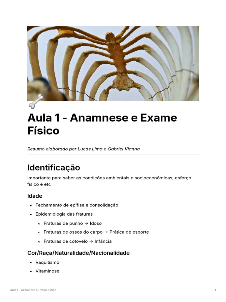 Aula 1 - Anamnese e Exame Físico | PDF | Anatomia humana | Membros ...