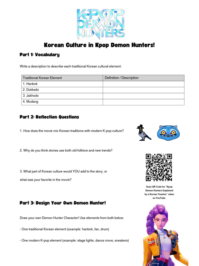 Kpop Demon Hunters ESL Worksheet | PDF