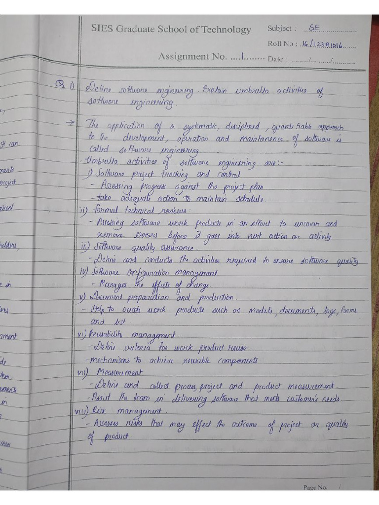 SE Assignment1 123A1016 | PDF