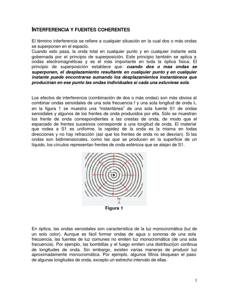 Interferencia y Fuentes Coherentes en Óptica | PDF | Olas | Reflexión ...