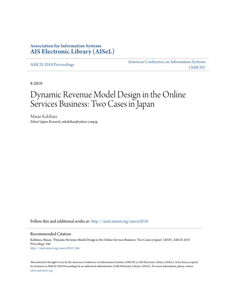 Dynamic Revenue Model Design in The Online Services Business - Two ...