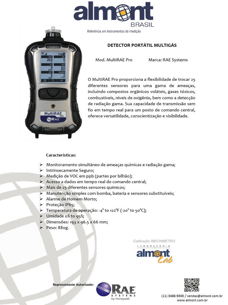 Detector Portátil Multigás MultiRAE Pro | PDF