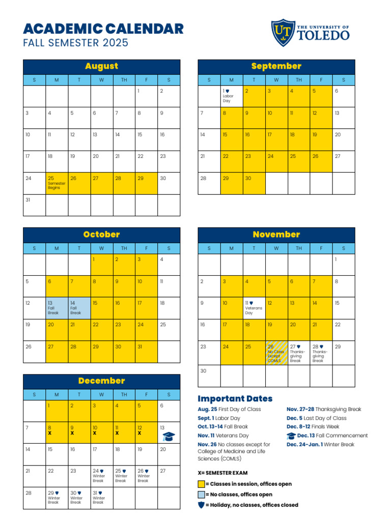 UT Academic Calendar 2025-26 | PDF | Academic Term | Educational ...