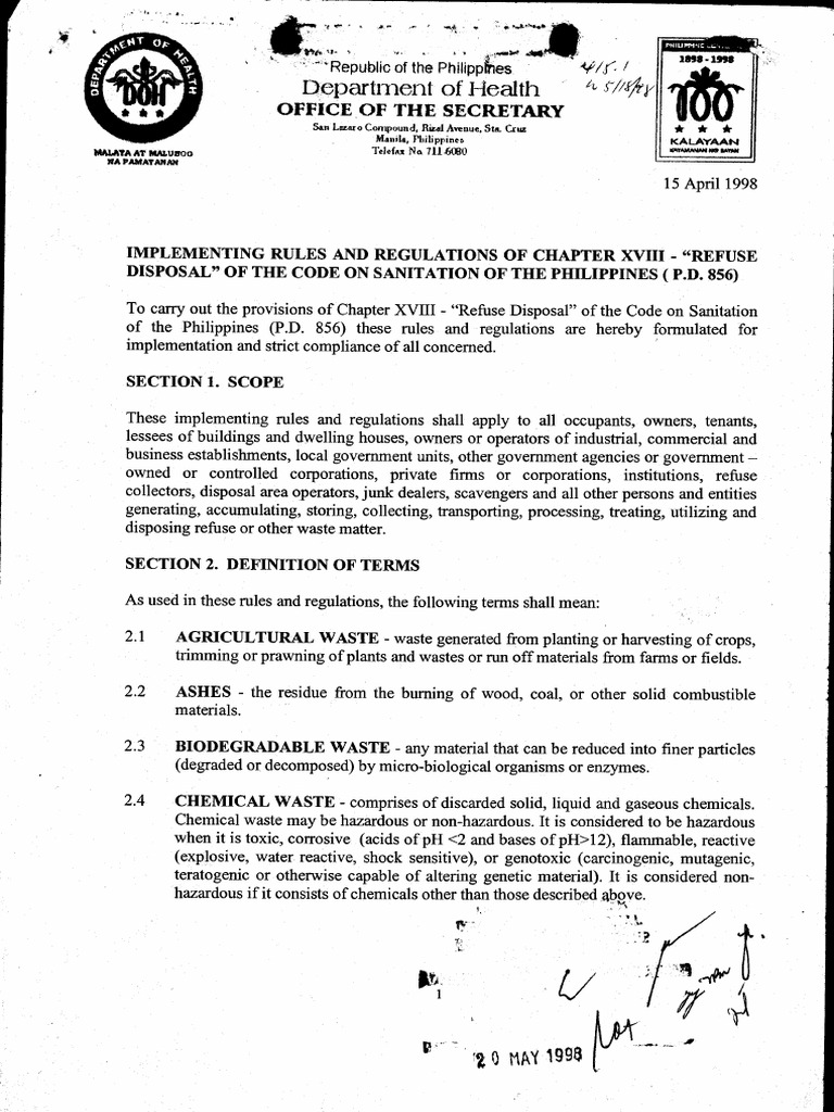 Implementing Rules for Waste Disposal | PDF | Waste | Waste Management