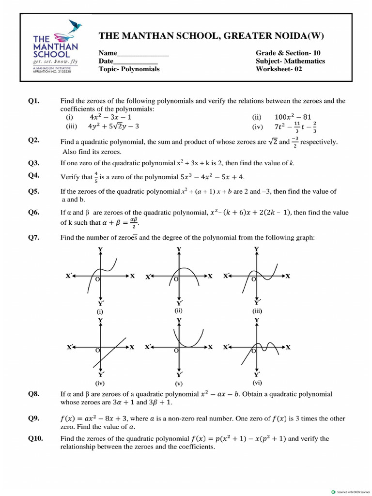 Ws 2 Polynomials | PDF