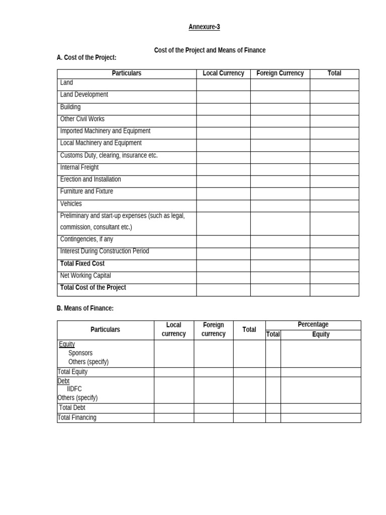 Project Cost and Financing Overview | PDF