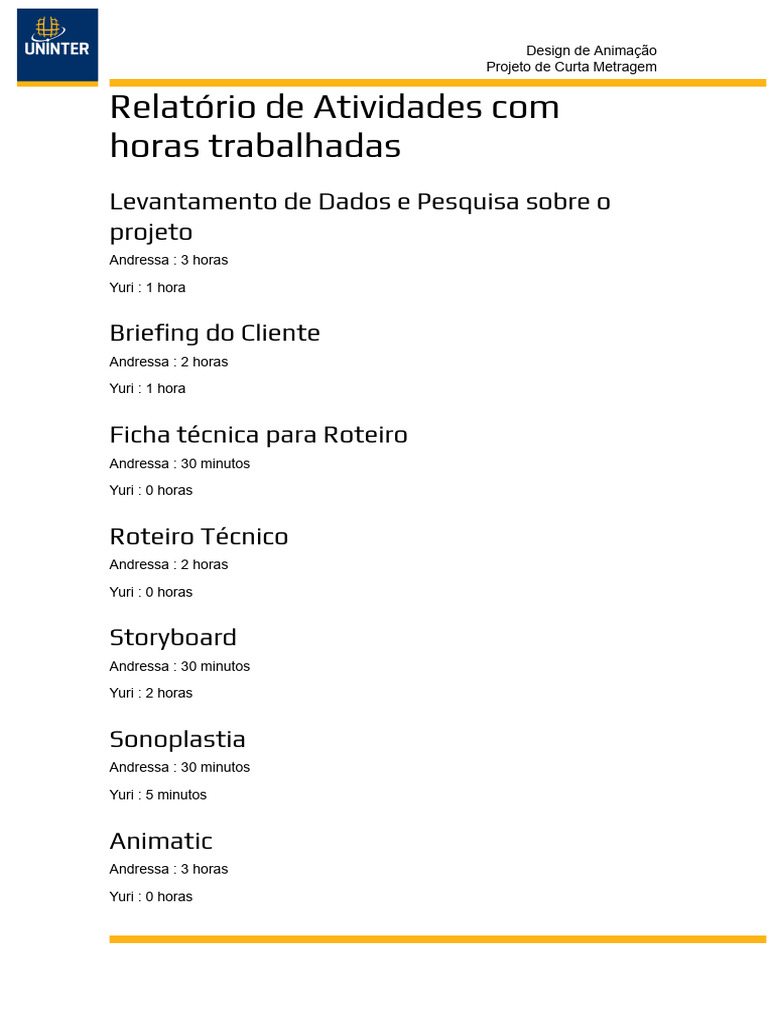 Template Relatorio de Atividades | PDF