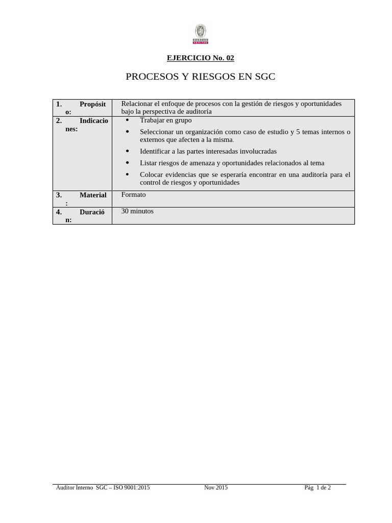 E02 Procesos y Riesgos | PDF