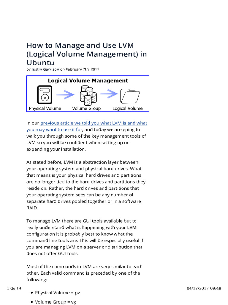 How To Manage and Use LVM Logical Volume Management in Ubuntu | PDF