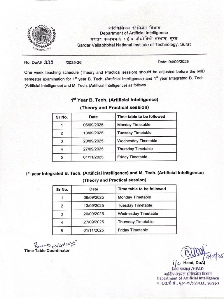 One Week Teaching Schedule | PDF