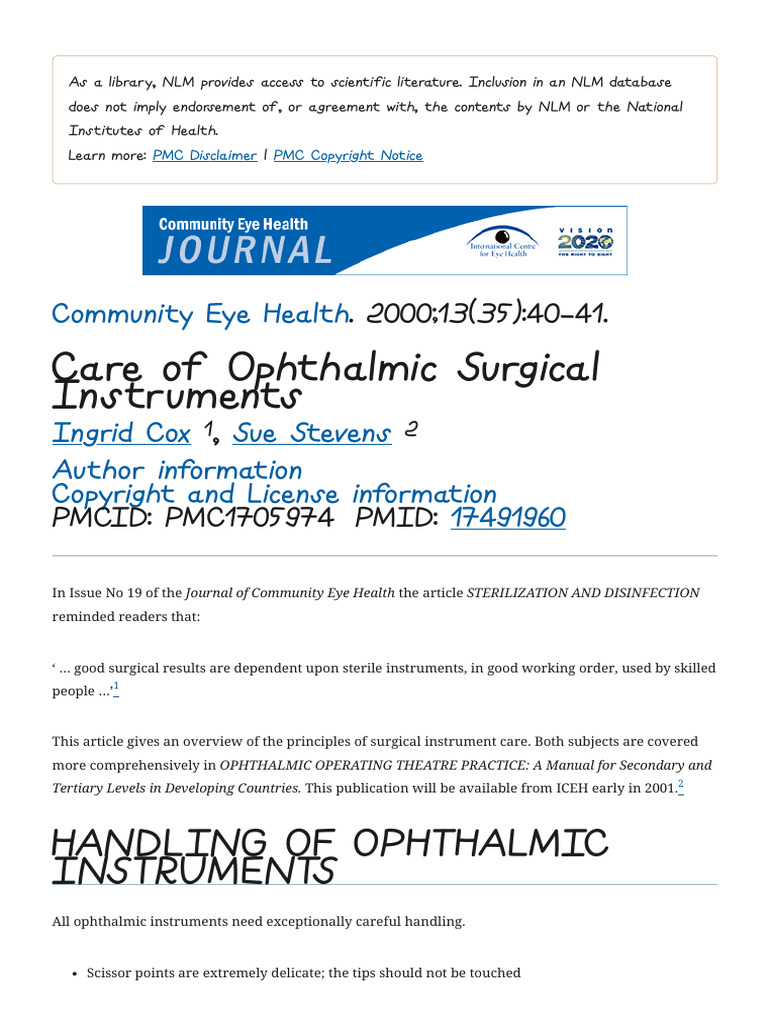 Ophthalmic Surgical Instrument Care Guide | PDF | Corrosion | Rust