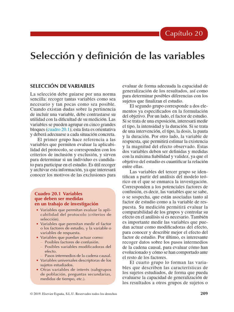 Seleccion y Definicion de Las Variables | PDF