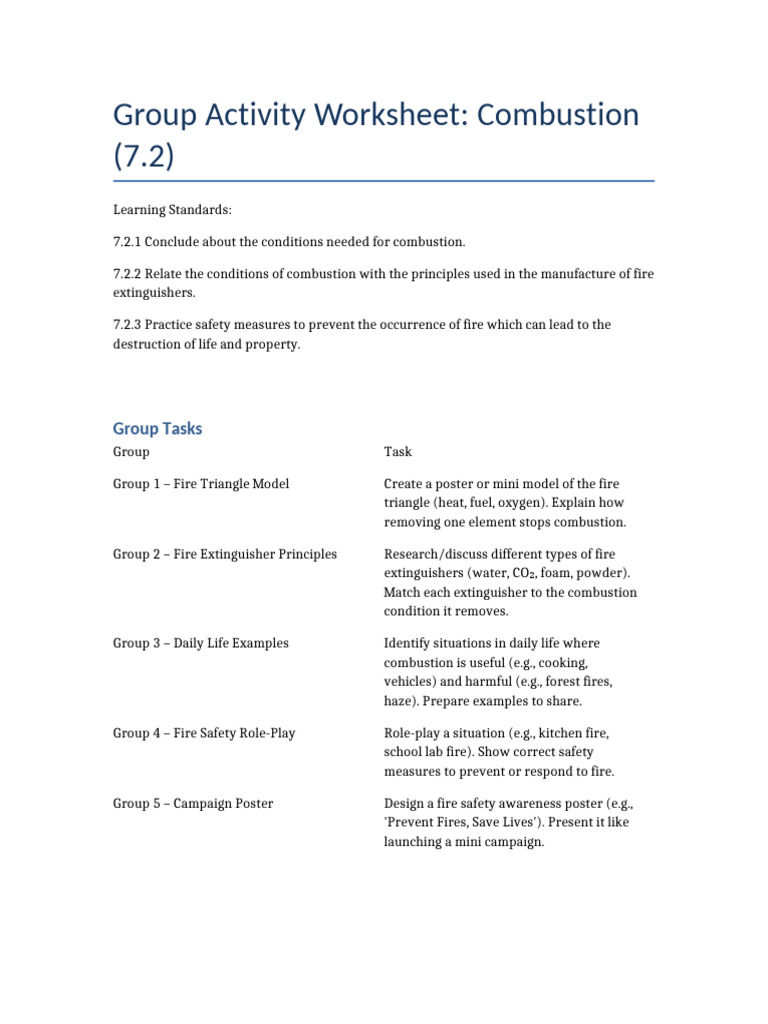 Group Activity Combustion | PDF