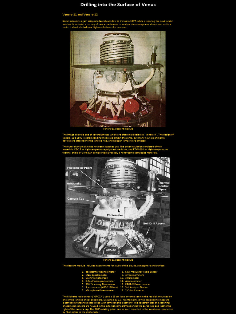Venera-11: Venus Surface Exploration | PDF | Mass Spectrometry ...