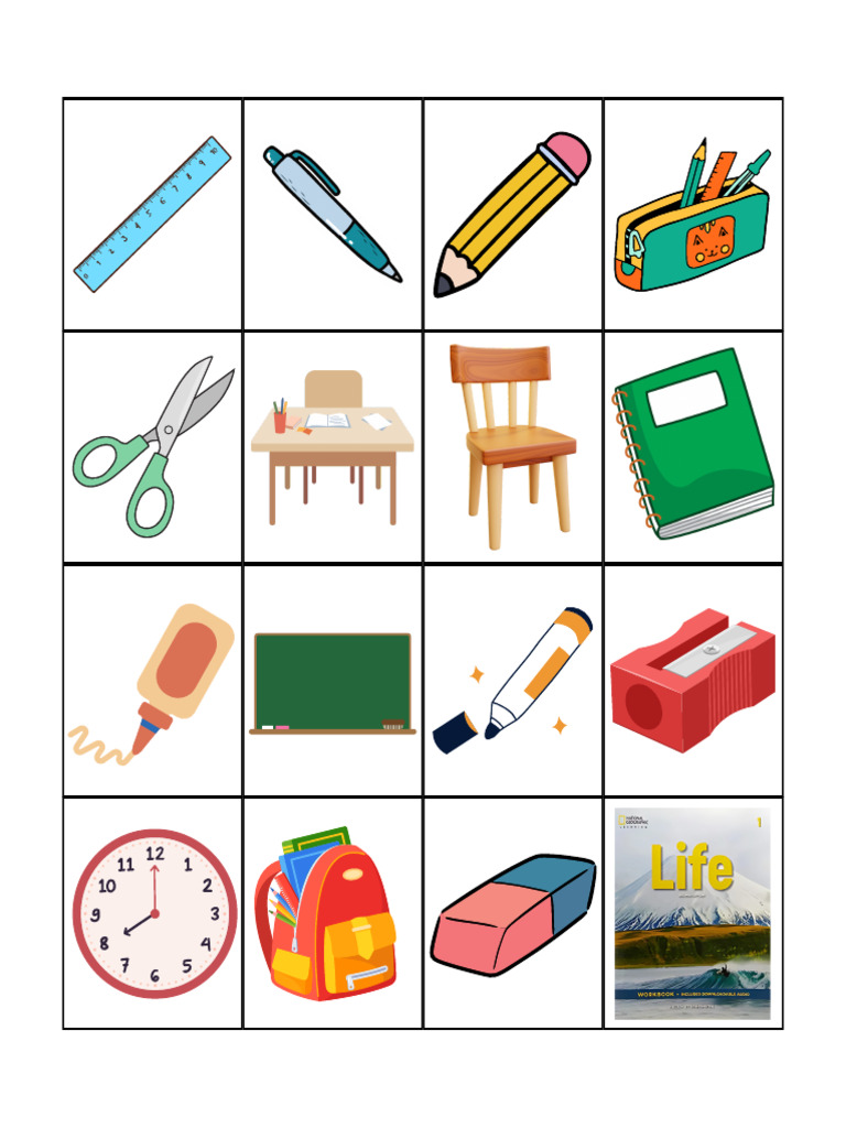Classroom Objects Memory Flip | PDF