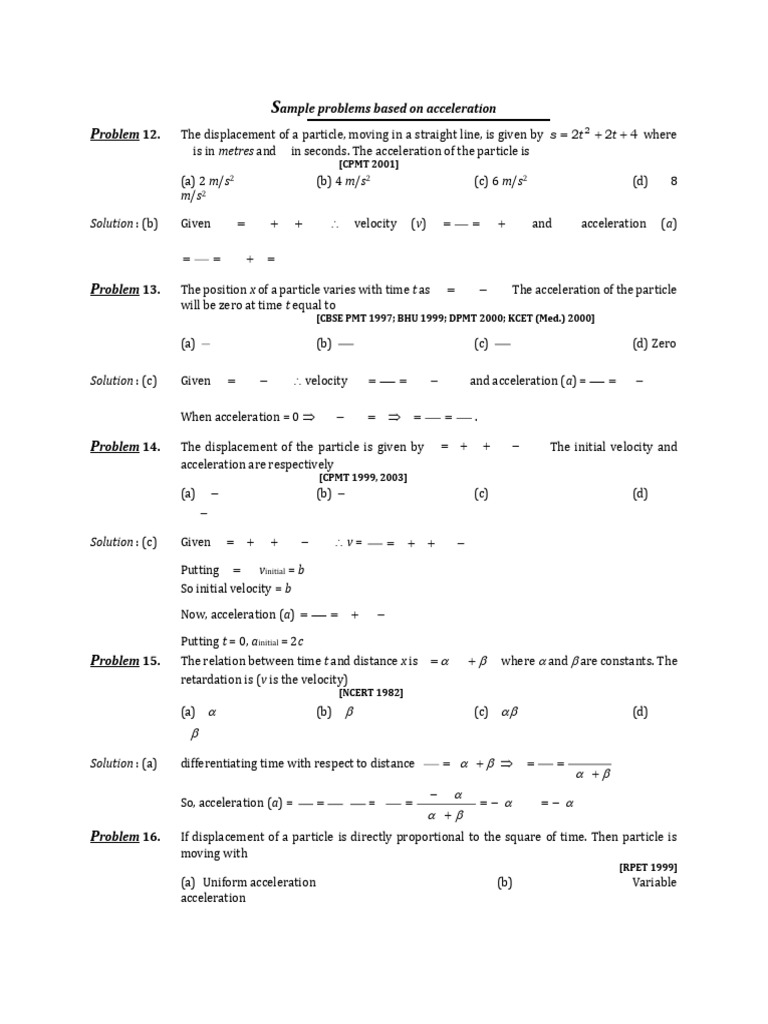 Calculus-Based Physics Problems | PDF | Acceleration | Force