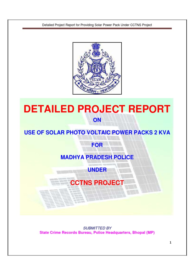 Solar Power Pack DPR for MP Police | PDF
