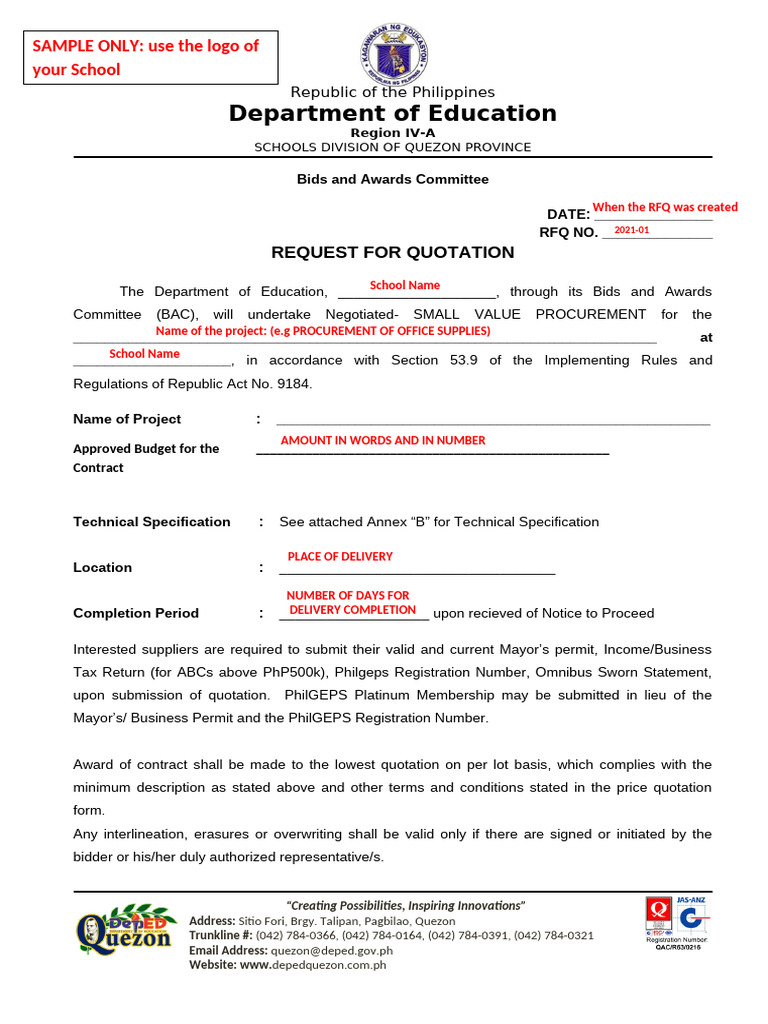 Request for Quotation Guidelines | PDF