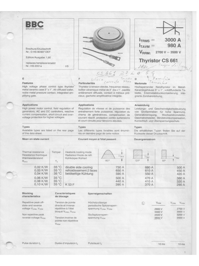 Cs661 Datasheet 2 Tiristores Ec | PDF