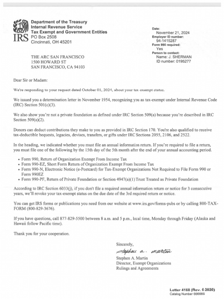 12-10-2024 IRS Tax - Exempt Status | PDF