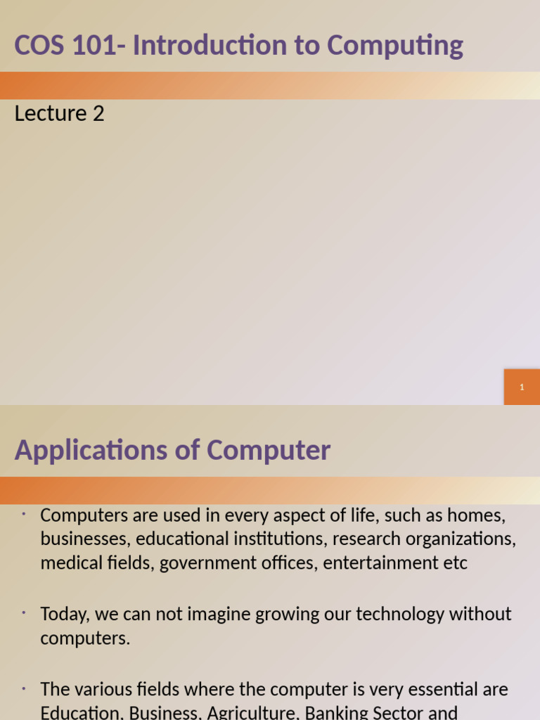 COS 101-Lecture 2 | PDF