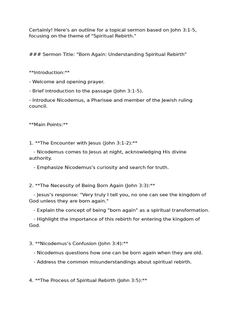Spiritual Rebirth in John 3:1-5 | PDF