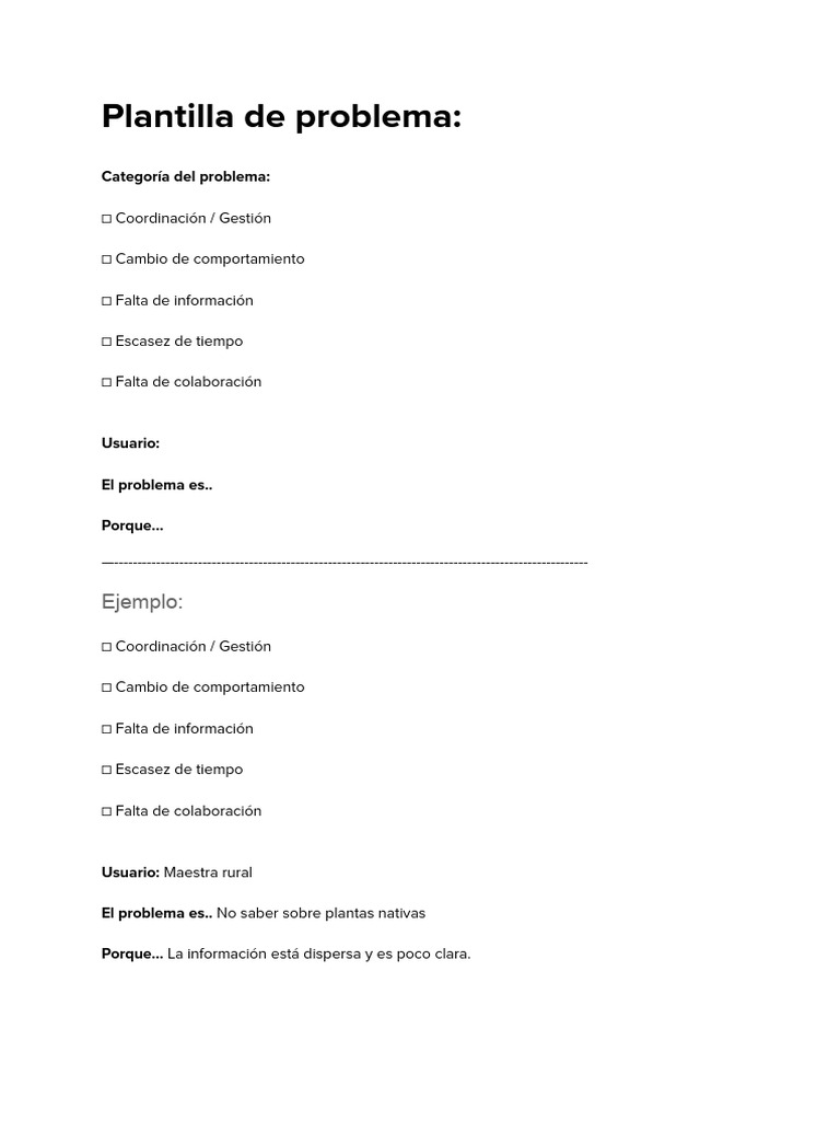 Hackaton 2025 - Plantilla para La Definición de Problemas | PDF