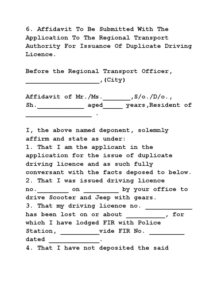 Affidavit For DL | PDF | Finance & Money Management | Law