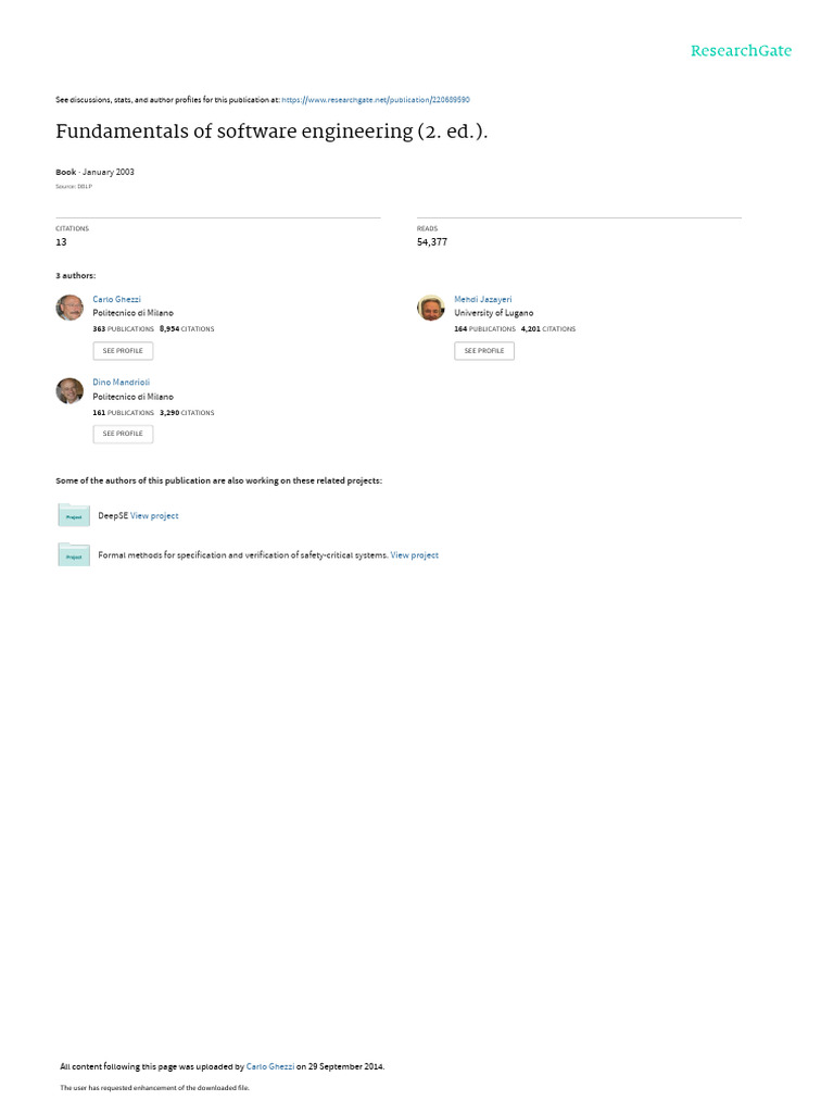 Fundamentals of Software Engineering 2 Ed | PDF | Software | Software ...