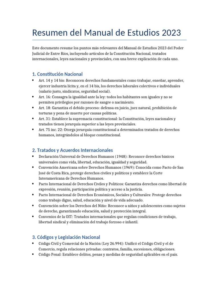 Resumen Manual Estudios 2023 | PDF | Debido al proceso | Derechos humanos