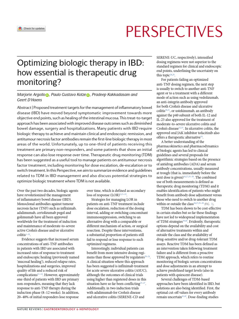 Optimizing IBD Treatment with TDM | PDF | Inflammatory Bowel Disease ...
