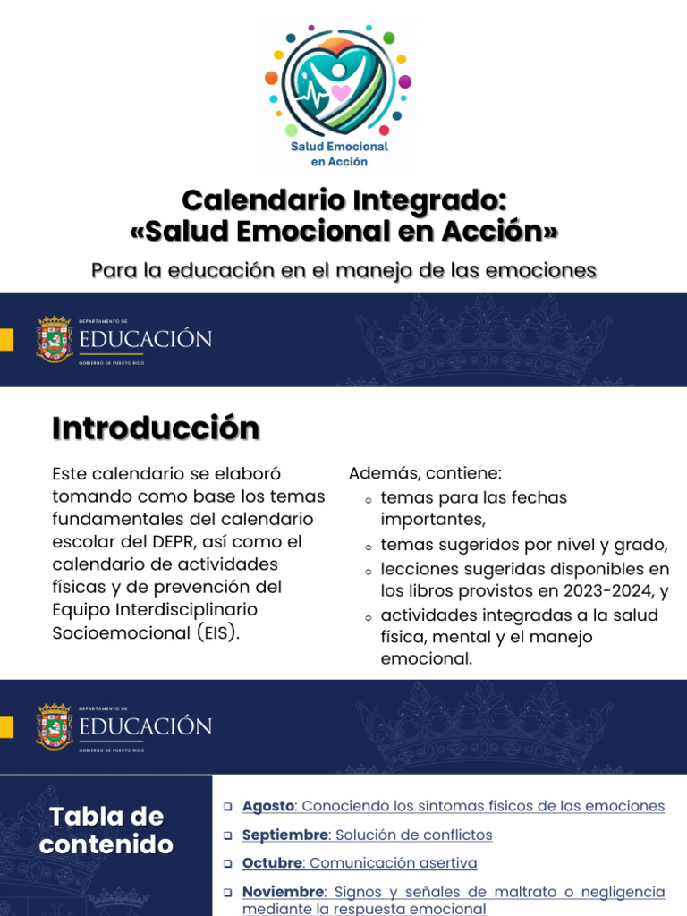 Calendario de Salud Emocional 2023-2024 | PDF | Las emociones | Autoestima