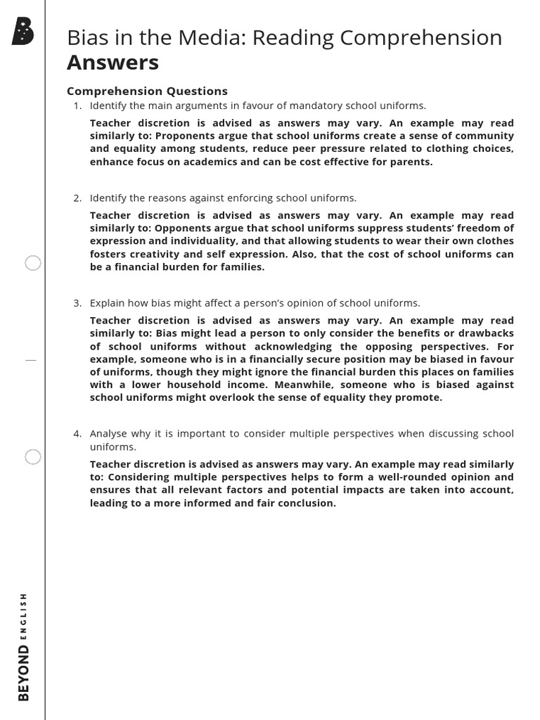 School Uniforms: Pros, Cons, and Bias Analysis | PDF