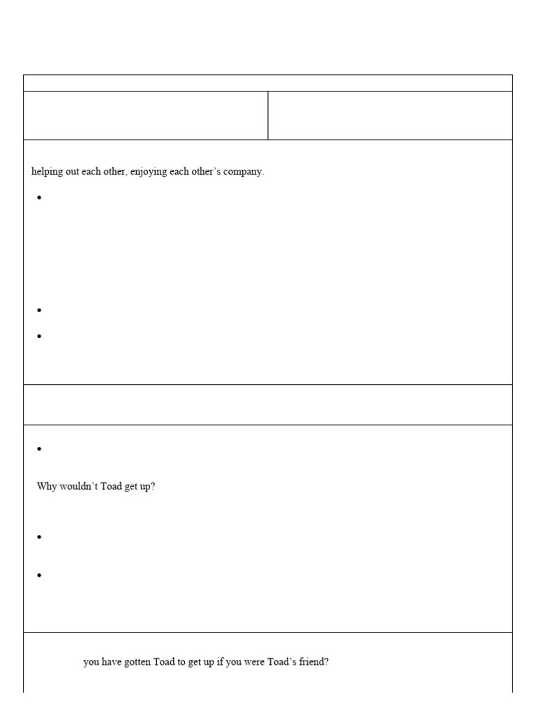 Frog and Toad Guided Reading Plan | PDF | Reading Comprehension ...