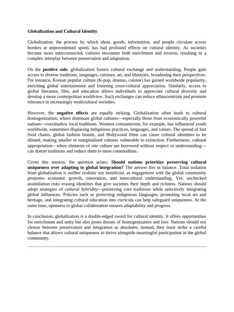 Globalization and Cultural Identity | PDF | Globalization ...