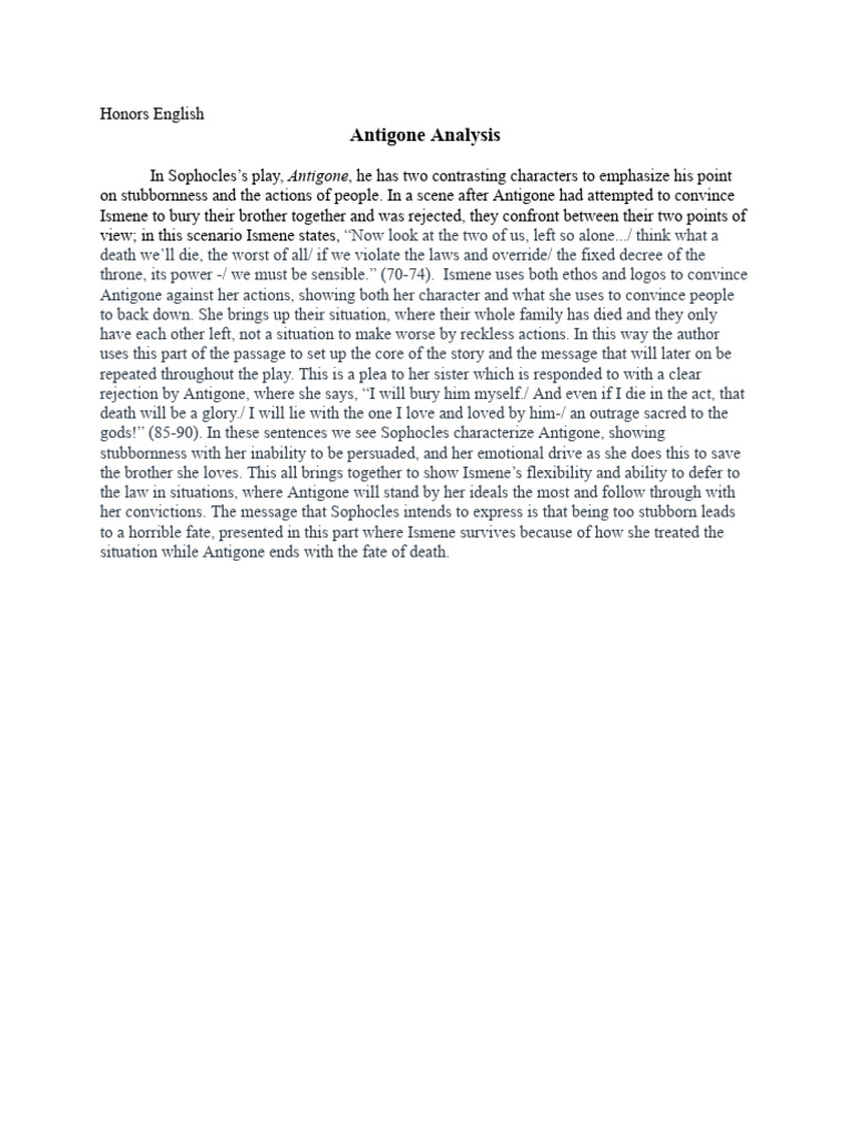 Antigone Analysis | PDF