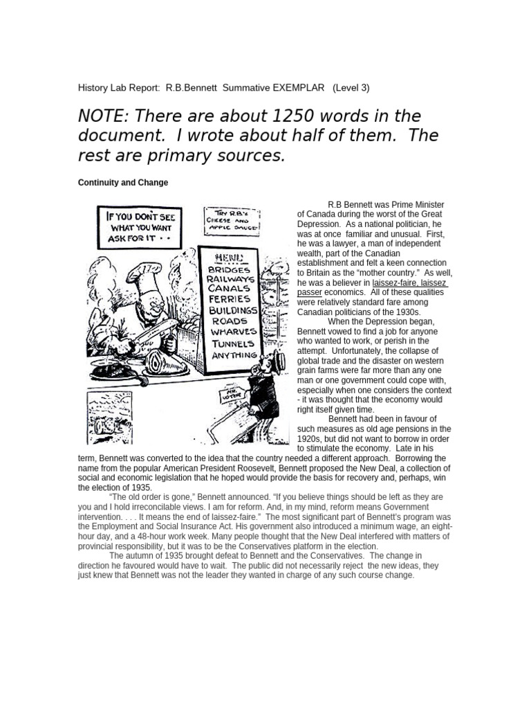 Exemplar Famous Person Summative (Level 3) - RB Bennett | PDF | Great ...