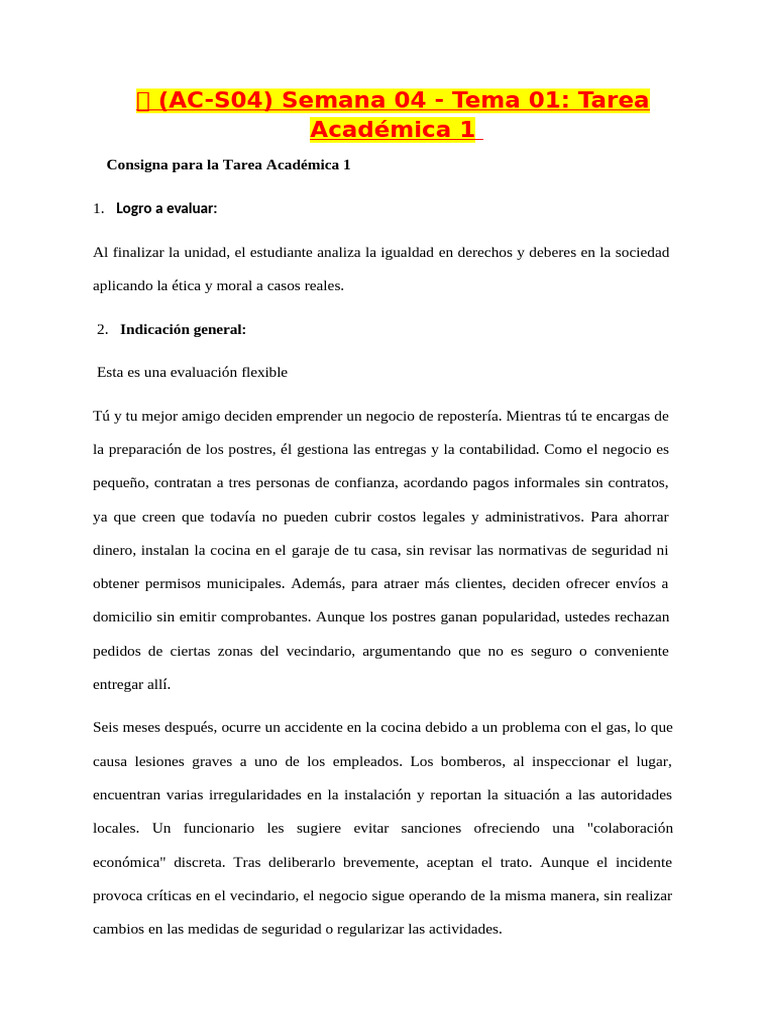 ? (AC-S04) Semana 04 - Tema 01 Tarea Académica 1 - CIUDADANIA, REFLEXION Y ETICA | PDF