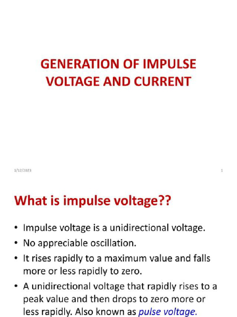 Generation of Impulse Voltages and Currents | PDF