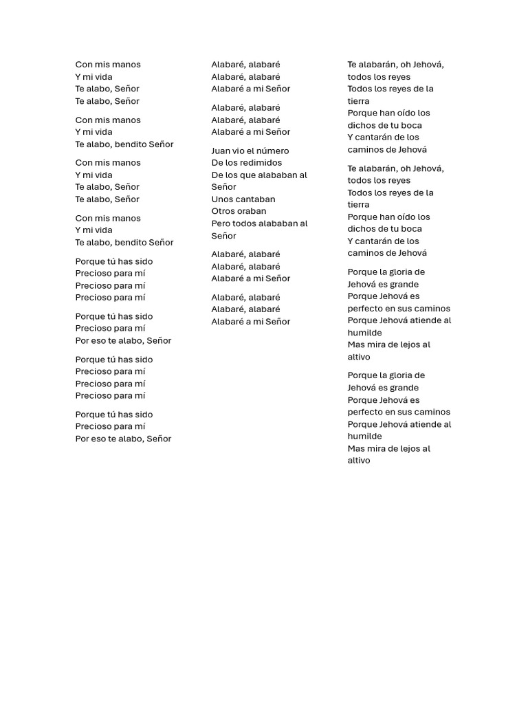 Coritos Letra | PDF | Contenido bíblico | Creencia religiosa y doctrina