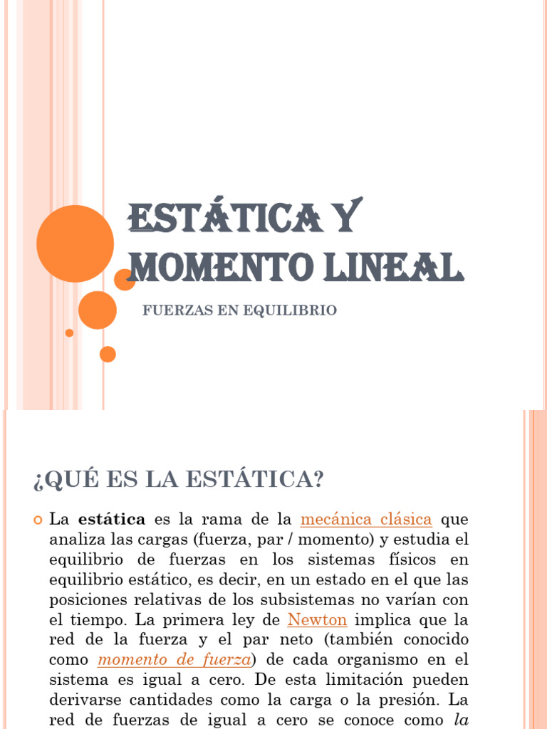 Unidad N°6 - Estatica y Momento Lineal | PDF | Impulso | Fuerza